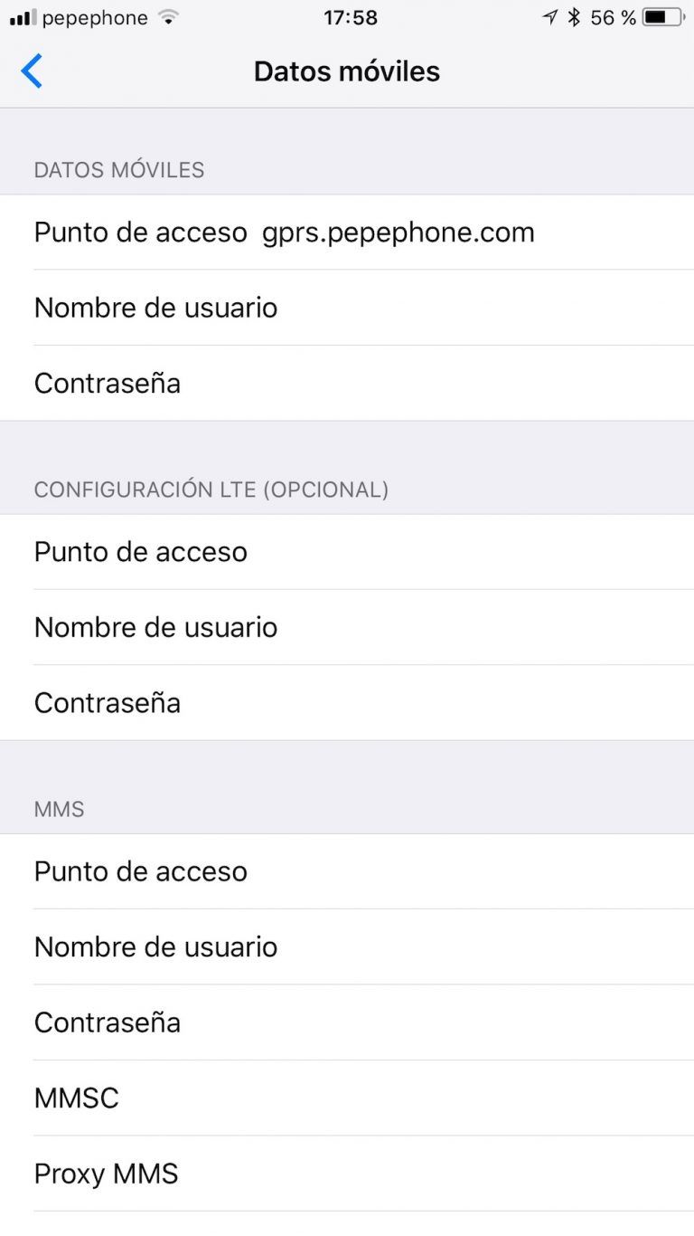 Cómo configurar Internet de Pepephone en iPhone